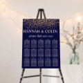 Romantic Navy Rose Gold Stardust Seating Chart Foam Board | Zazzle