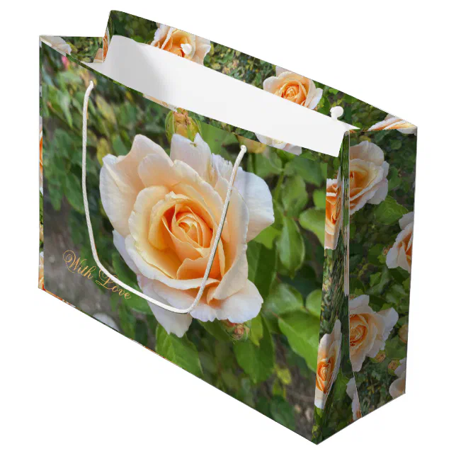 Romantic Orange Roses Flower Photography Floral Large Gift Bag | Zazzle