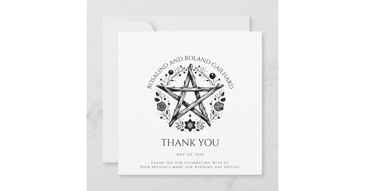 Romantic Pagan Wicca Wedding Flat Thank You Card | Zazzle