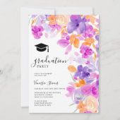 Romantic pastel purple orange floral graduation invitation | Zazzle