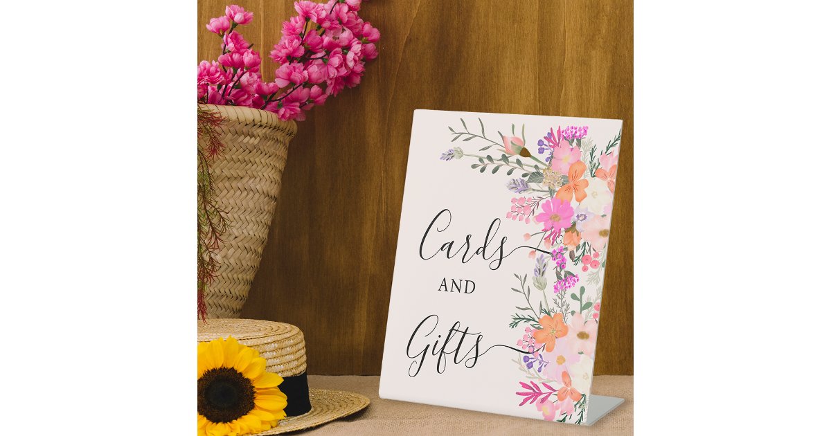 Romantic pastel wild flowers bridal shower sign | Zazzle