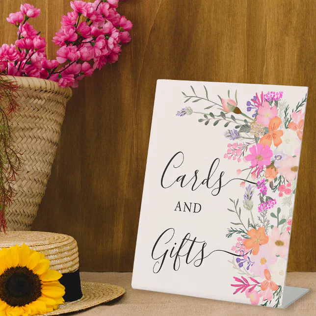 Romantic pastel wild flowers bridal shower sign | Zazzle