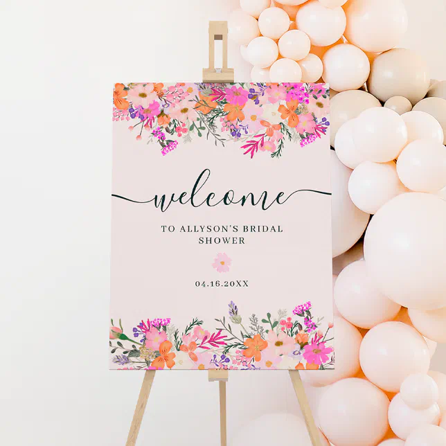 Romantic pastel wild flowers spring welcome foam board | Zazzle