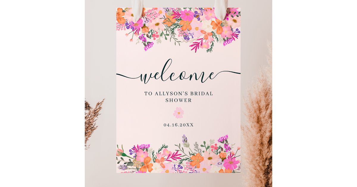 Romantic pastel wild flowers spring welcome poster | Zazzle