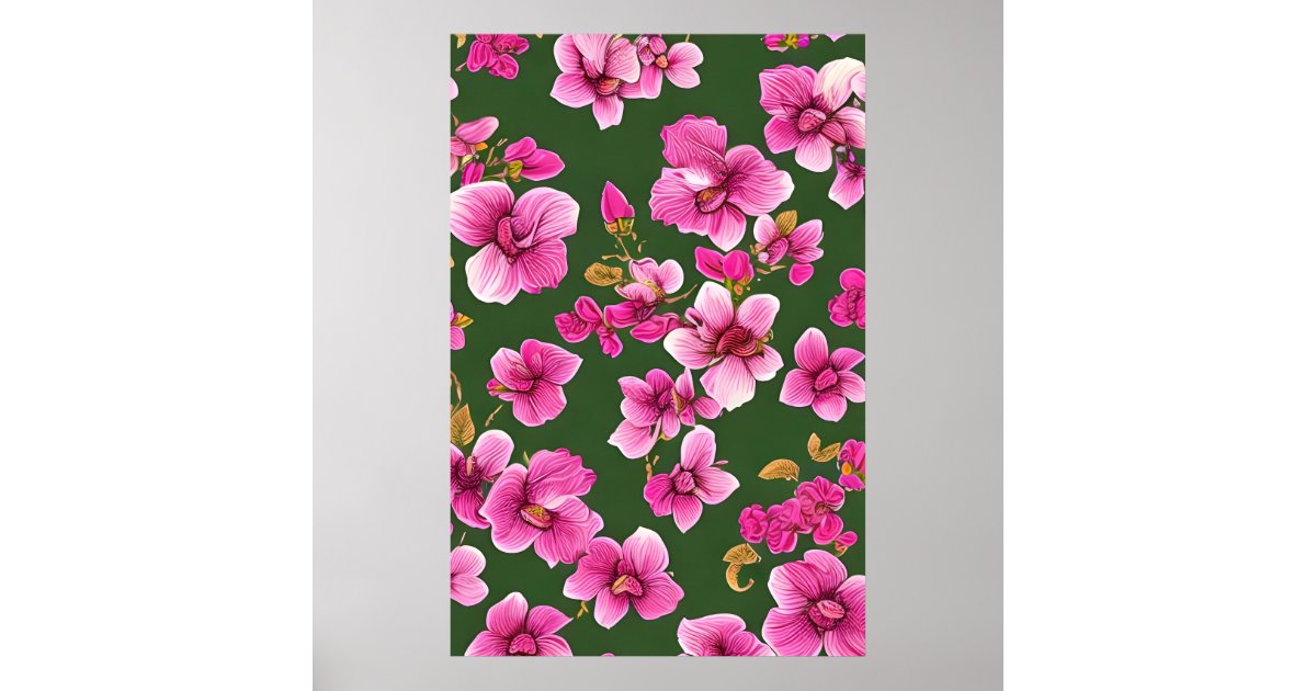 Romantic pattern of purple orchids poster | Zazzle
