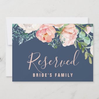 Romantic Peony Flowers | Blue Reserved Sign | Zazzle