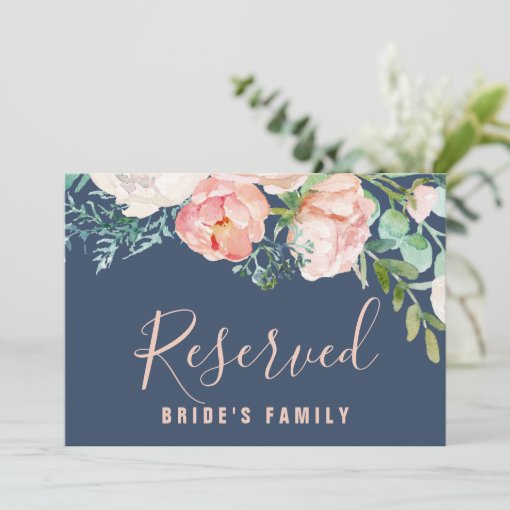 Romantic Peony Flowers | Blue Reserved Sign | Zazzle