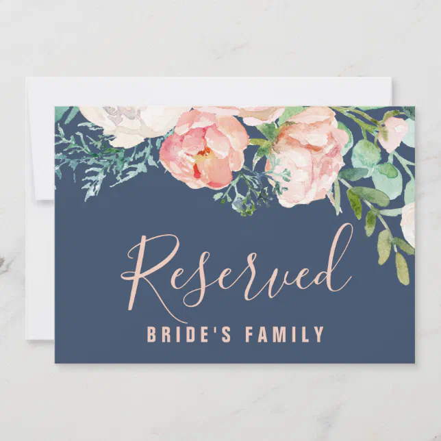 Romantic Peony Flowers | Blue Reserved Sign | Zazzle