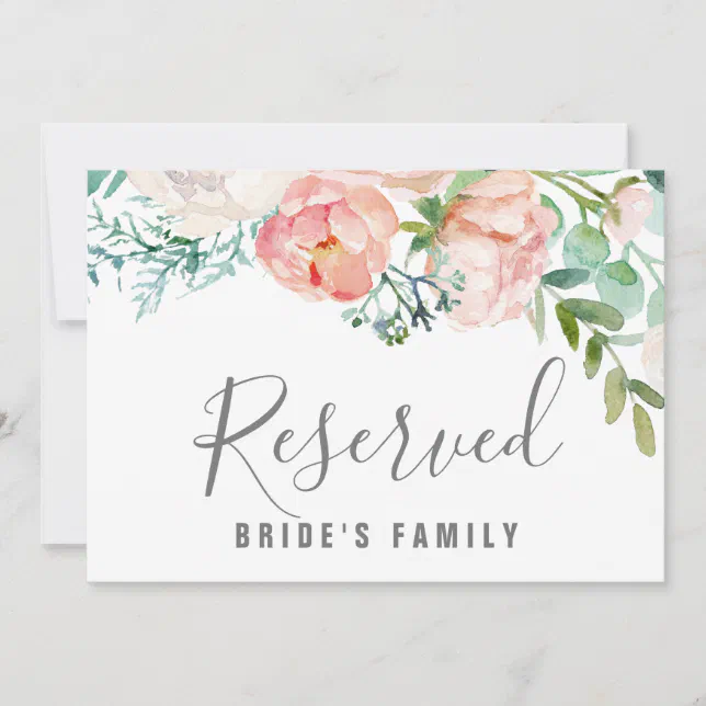 Romantic Peony Flowers Reserved Sign Invitation | Zazzle