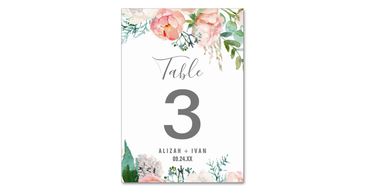 Romantic Peony Flowers Table Number | Zazzle