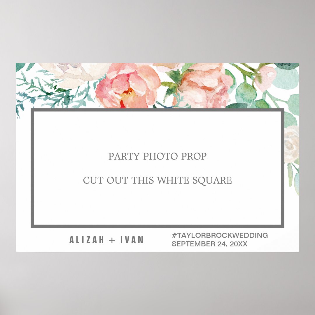 Romantic Peony Flowers Wedding Photo Prop Frame Poster | Zazzle