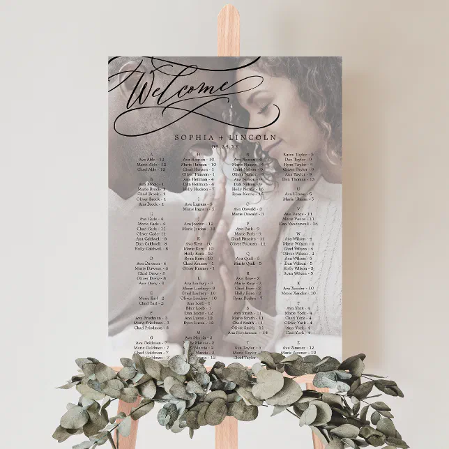 Romantic Photo Alphabetical Wedding Seating Chart Foam Board | Zazzle