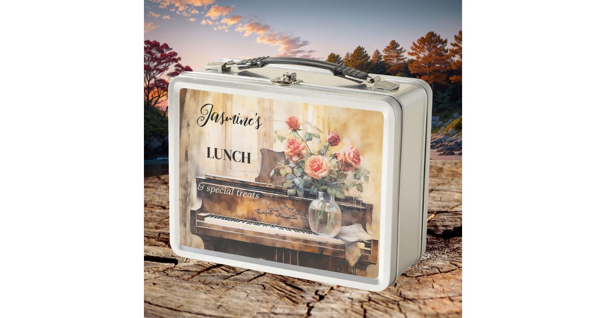 Romantic Piano Roses Music Metal Lunch Box | Zazzle
