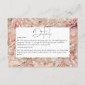 Romantic Pink Blush Floral Monogram Arch Details Enclosure Card | Zazzle