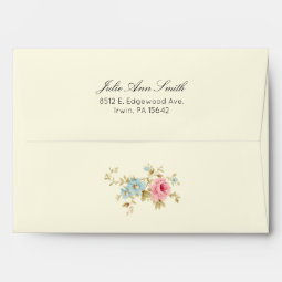 Romantic Pink English Roses on Pale Yellow Envelope | Zazzle