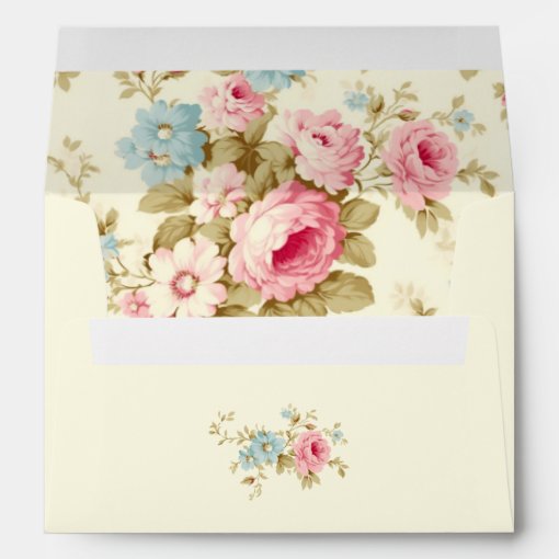 Romantic Pink English Roses on Pale Yellow Envelope | Zazzle