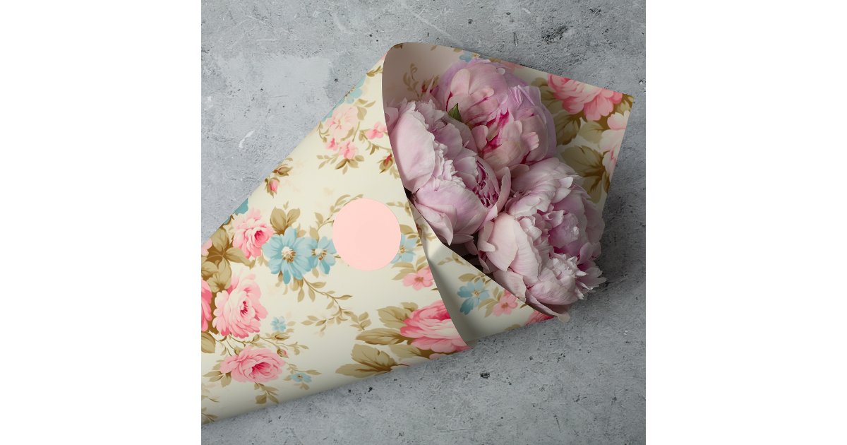 Romantic Pink English Roses on Pale Yellow Tissue Paper | Zazzle