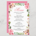 Romantic Pink Floral Border Wedding Menu Card | Zazzle