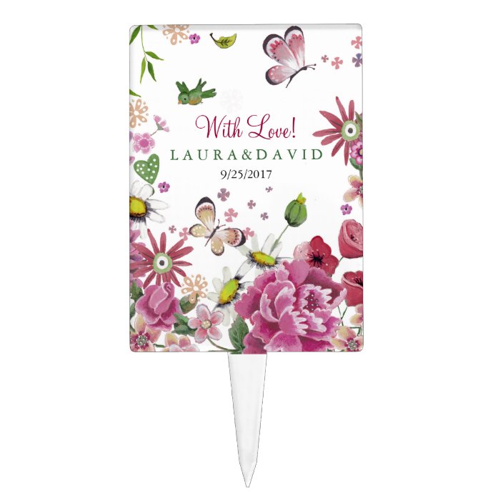 Romantic Pink floral Roses Wedding Cake Topper | Zazzle.com