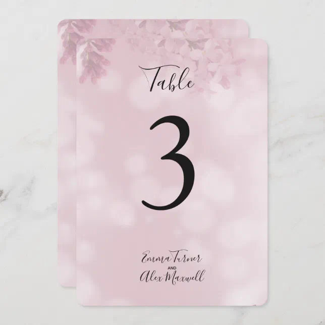 Romantic Pink Floral | Table number cards | Zazzle