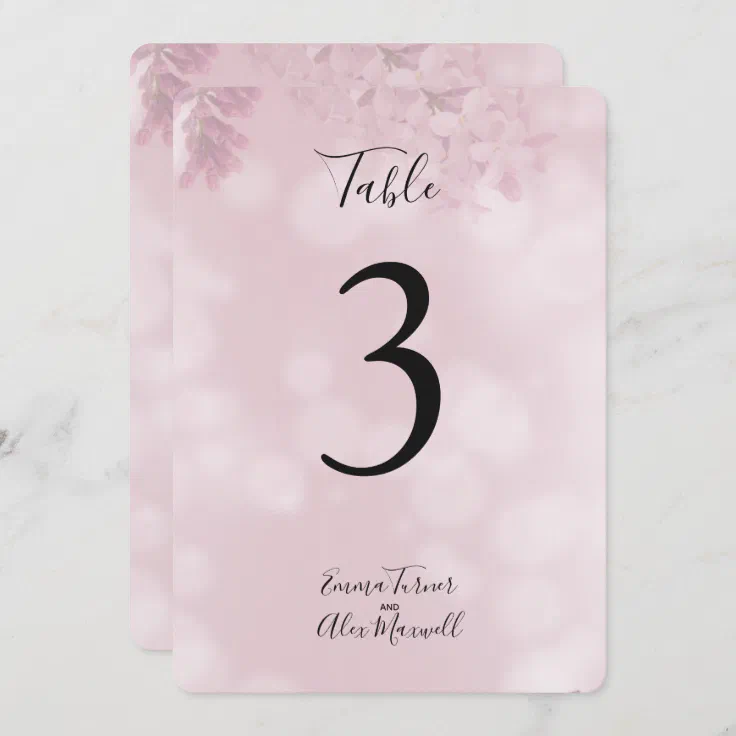 Romantic Pink Floral | Table number cards | Zazzle