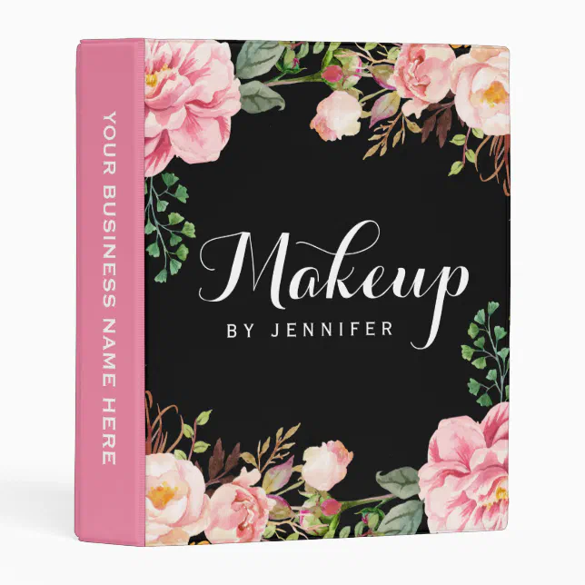 Romantic Pink Floral Wedding Makeup Beauty Salon Mini Binder | Zazzle