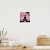 romantic pink french vintage paris eiffel tower poster | Zazzle