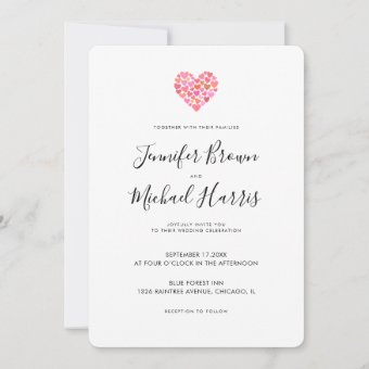 Romantic Pink Heart Wedding Invitation | Zazzle