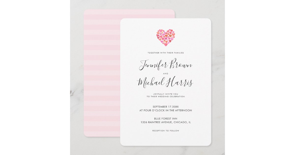 Romantic Pink Heart Wedding Invitation | Zazzle.com