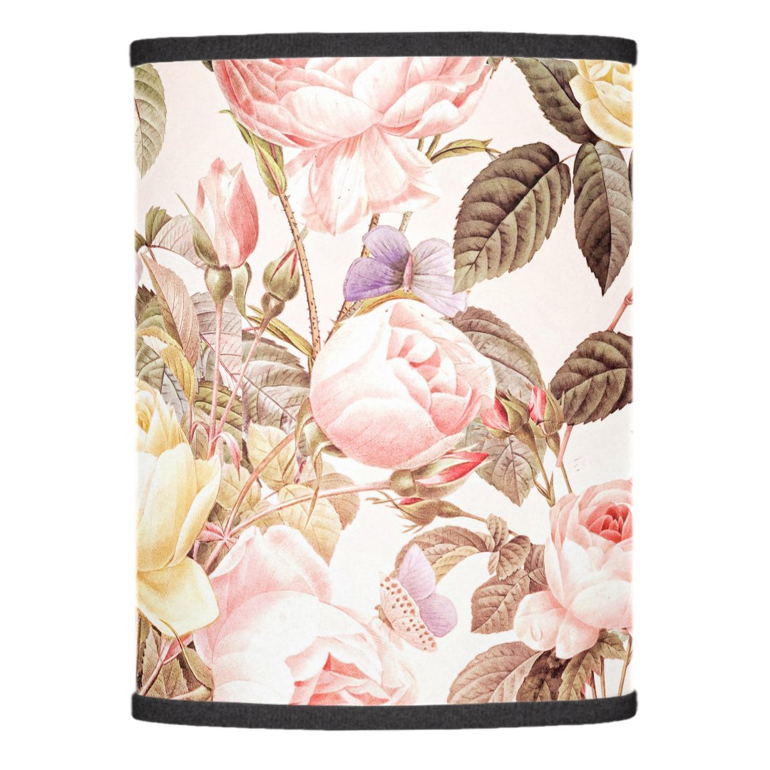 Romantic pink vintage rose flower pattern lamp shade | Zazzle