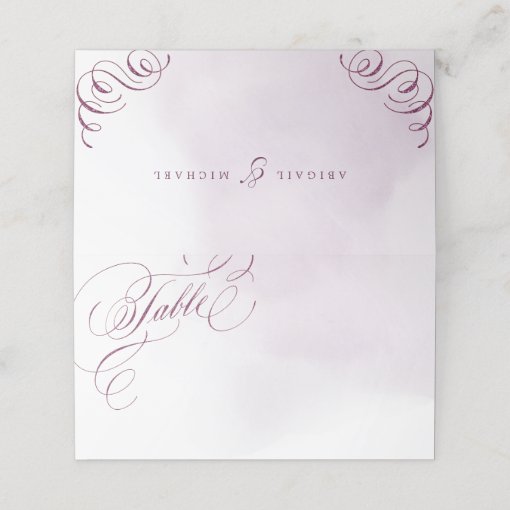 Romantic plum calligraphy vintage wedding place card | Zazzle