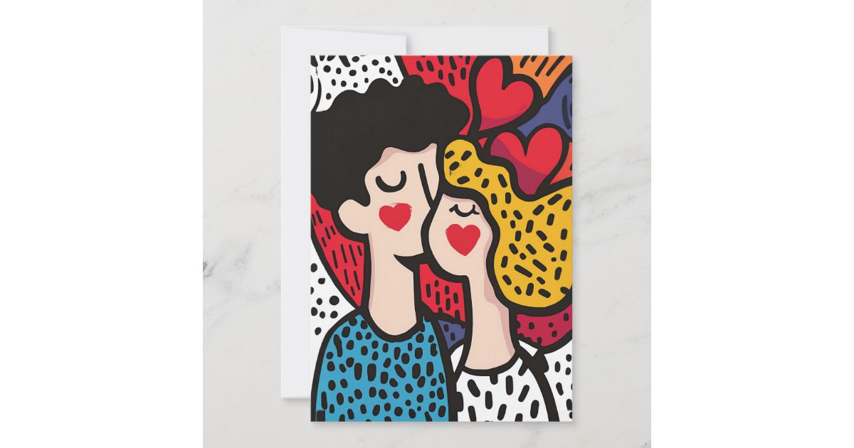 Romantic Pop Art Illustration of a Loving Couple Invitation | Zazzle