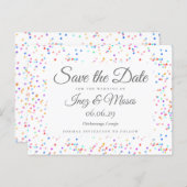 Romantic Rainbow Confetti Save the Date Announcement Postcard | Zazzle
