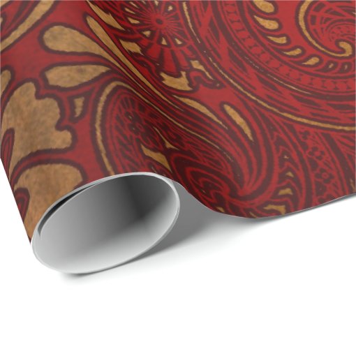 Romantic Red Bold Damask Paisley Bold Floral Wrapping Paper | Zazzle