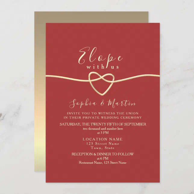 Romantic Red Micro Wedding Invitation | Zazzle