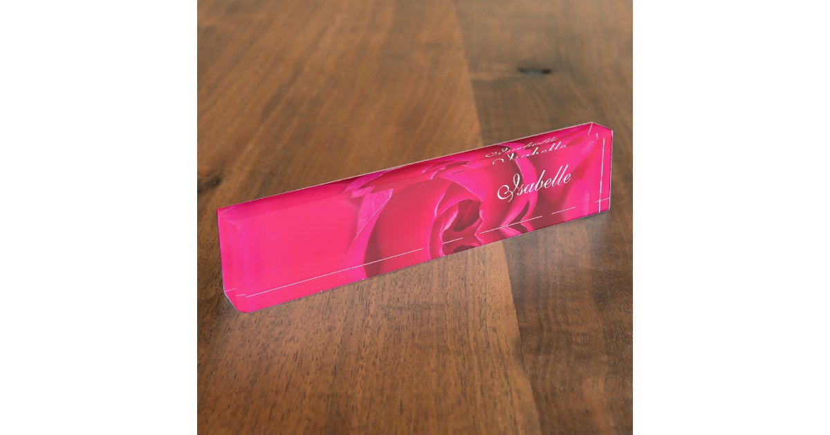 Romantic Red Pink Rose Personalized v2 Desk Name P Desk Name Plate | Zazzle