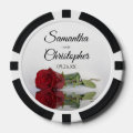 Romantic Red Rose Couple's Names & Wedding Date Poker Chips | Zazzle