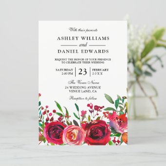 Romantic Red Rose Wedding Invitation | Zazzle