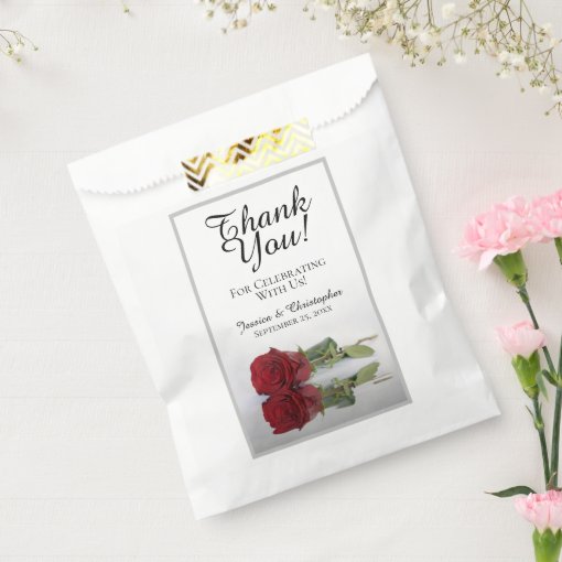 Romantic Red Rose Wedding Thank You Favor Bag | Zazzle
