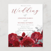 Romantic Red Roses Budget Wedding Invitation | Zazzle