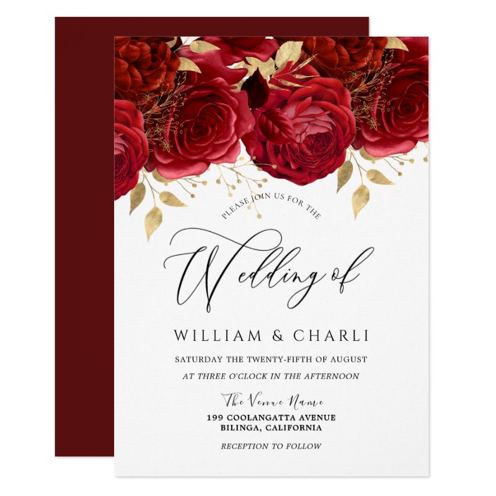Romantic Red Roses Elegant Wedding Invitation | Zazzle.com