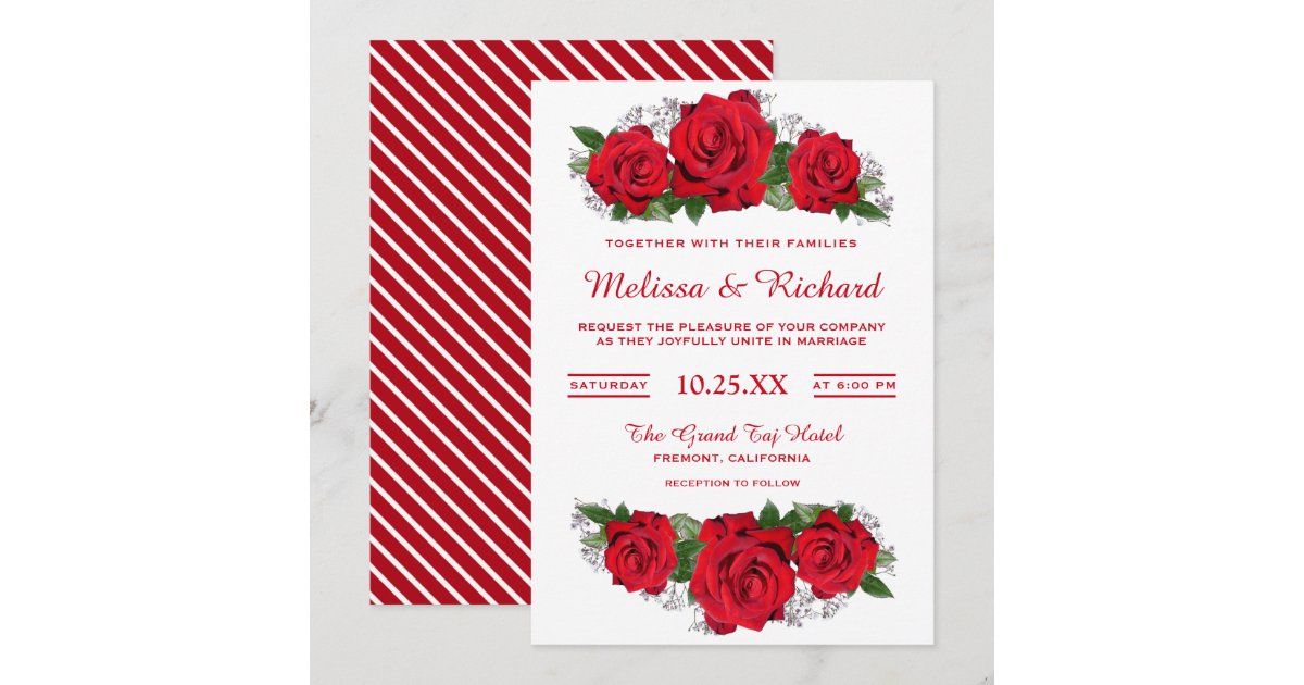 Romantic Red Roses Floral Wedding Invitation | Zazzle