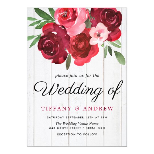Romantic Red Roses Rustic Wedding Invite | Zazzle.com