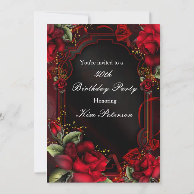 Romantic Red Roses Silk Birthday Party Invitation | Zazzle
