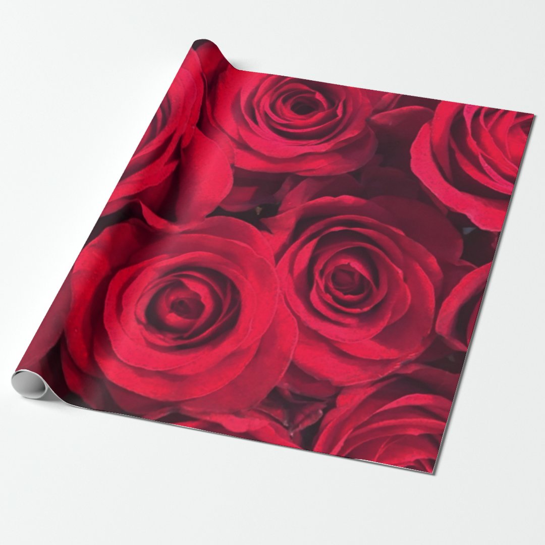 Romantic Red Roses Wrapping Paper | Zazzle