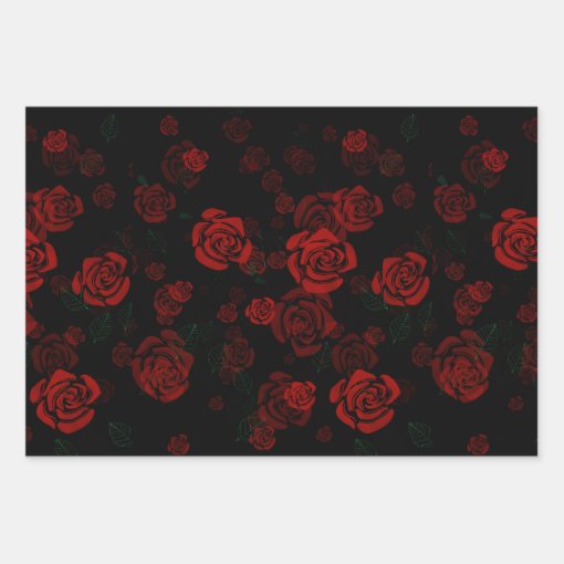 Romantic red roses wrapping paper sheets | Zazzle