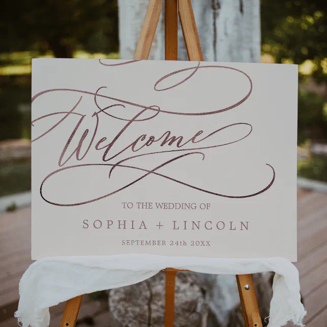 Romantic Rose Gold and Ivory Wedding Welcome Sign | Zazzle