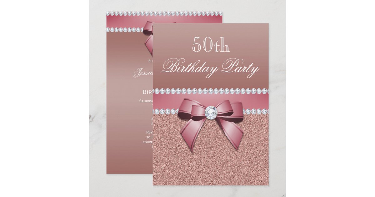 Romantic Rose Gold Birthday Party Invitation | Zazzle