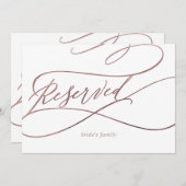 Romantic Rose Gold Calligraphy Reserved Sign | Zazzle