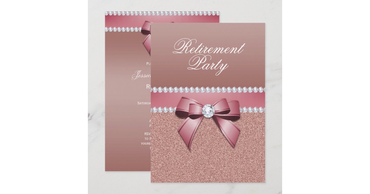 Romantic Rose Gold Retirement Party Invitation | Zazzle